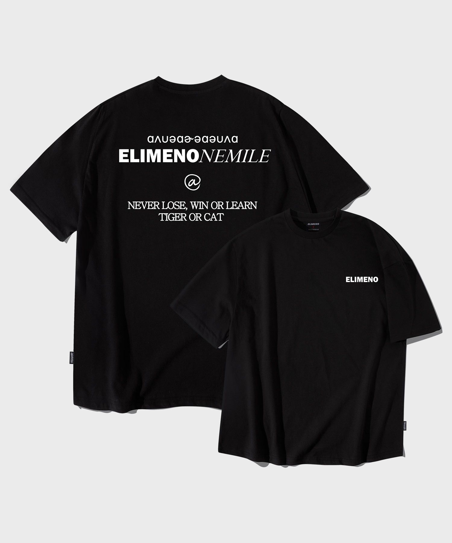 MUSINSA | ELIMENO EL Nuavo Lettering Overfit Short Sleeve T-Shirt Black