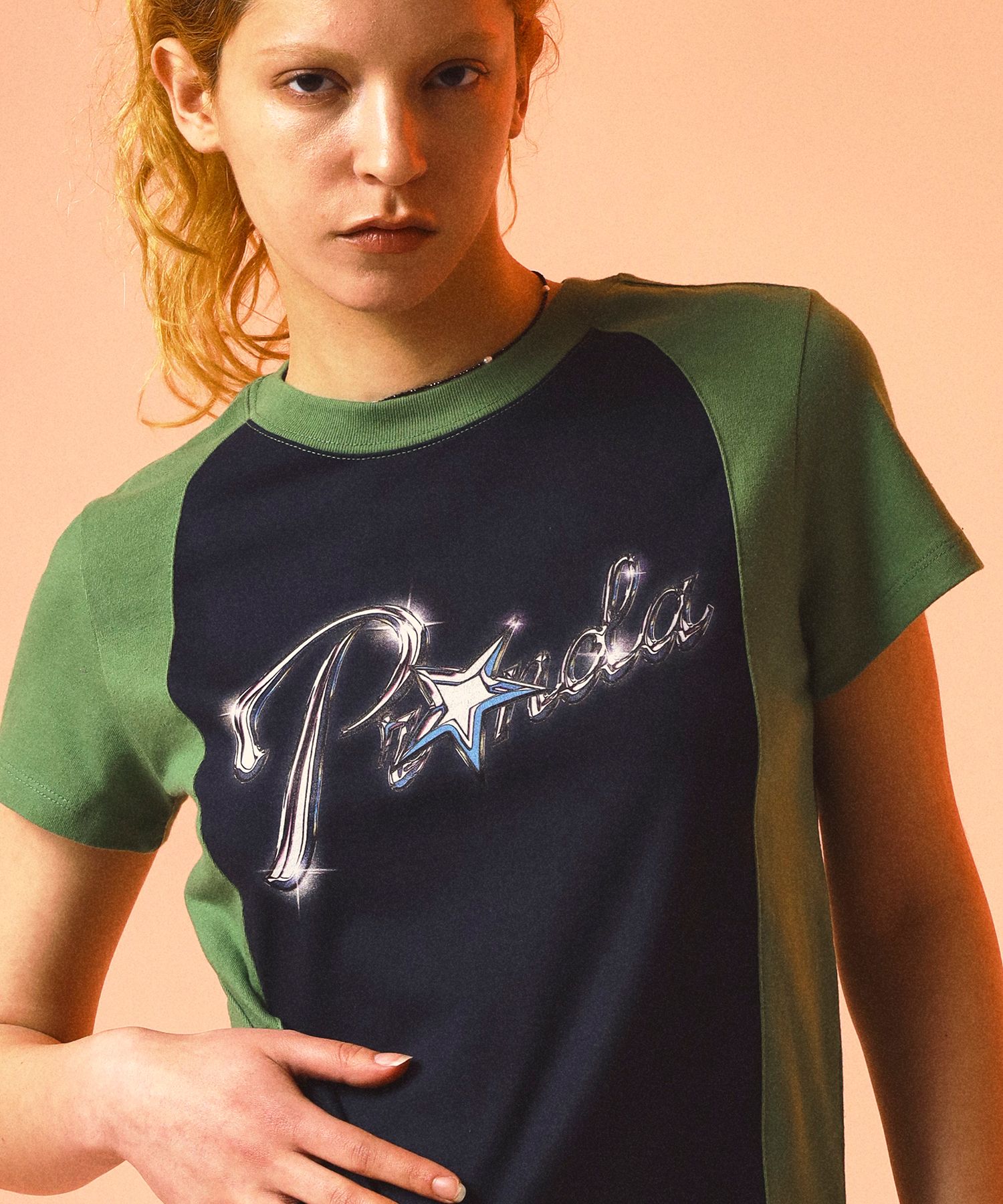 MUSINSA | PRENDA STAR CHROME LOGO COMBINATION TEE PALM GREEN