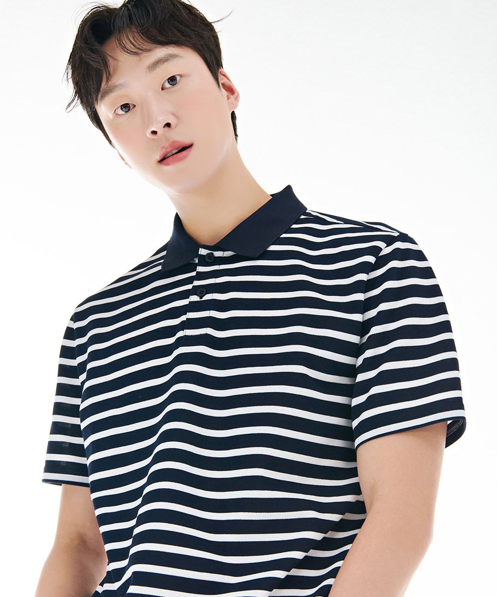 MUSINSA | CHASECULT Men's Striped Pique Collar T-Shirt-CBRK5713D04