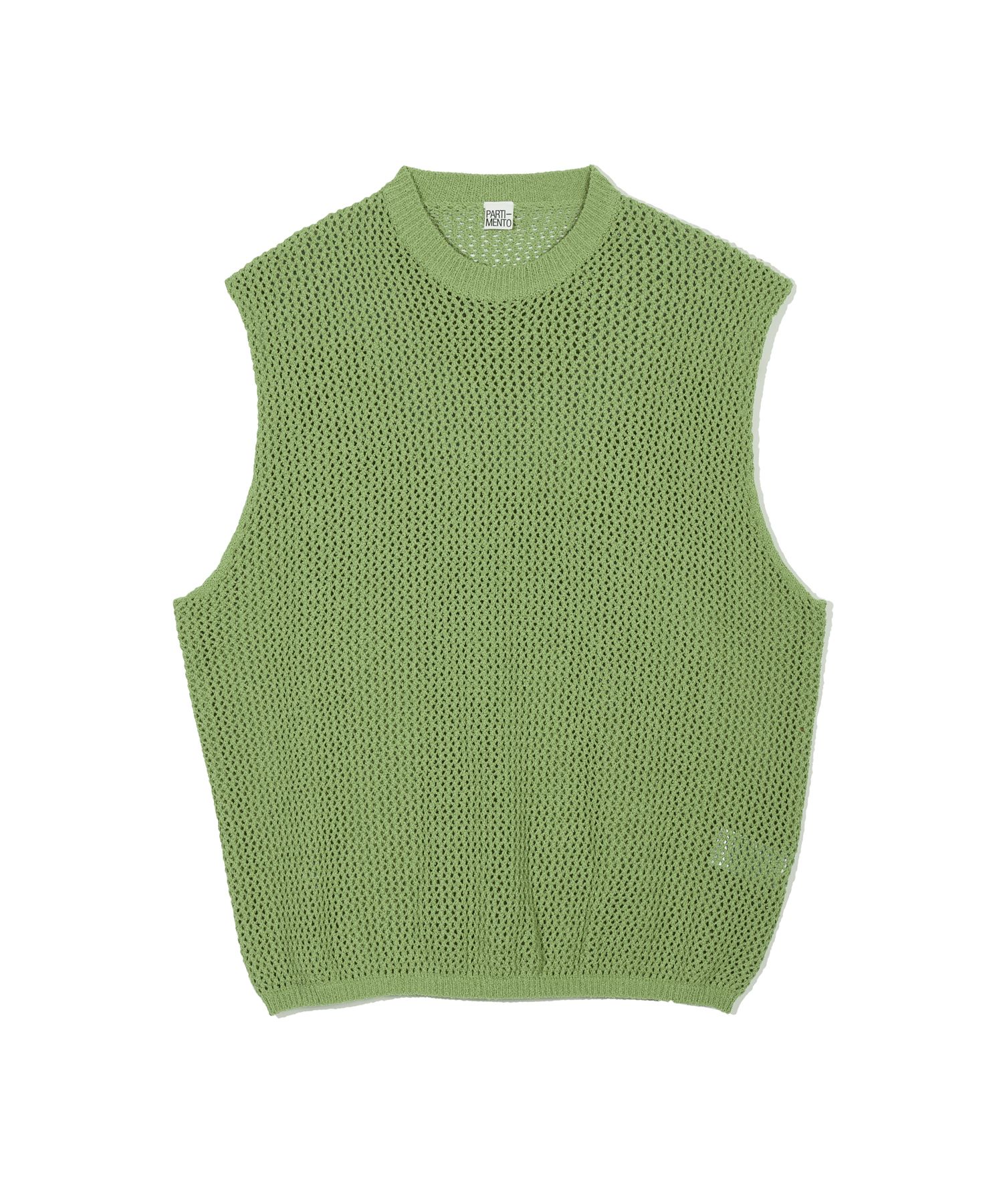 MUSINSA | PARTIMENTO Mesh Net Knit Vest Mint