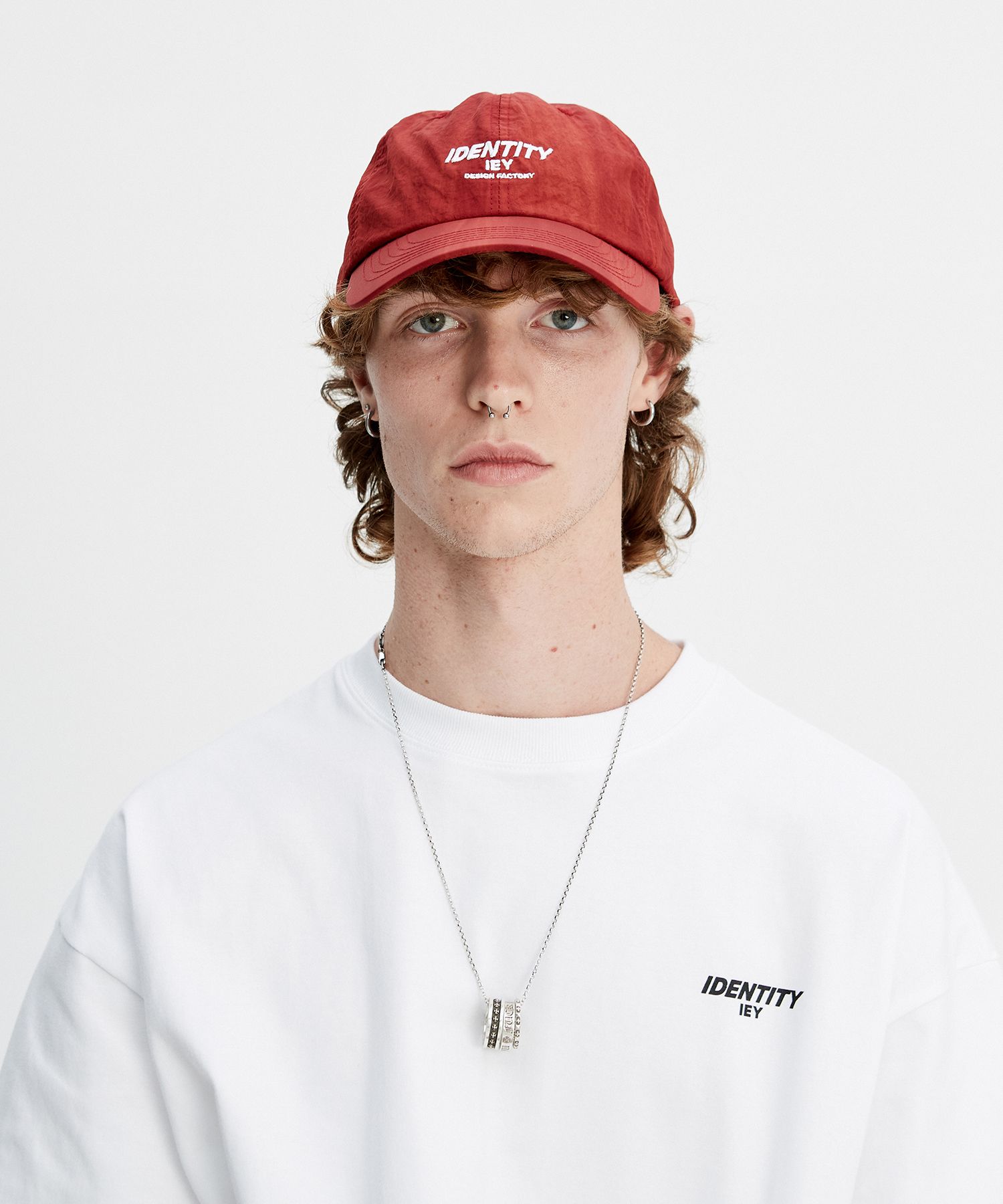 MUSINSA | IEY STRIPE WASHED BALL CAP RED