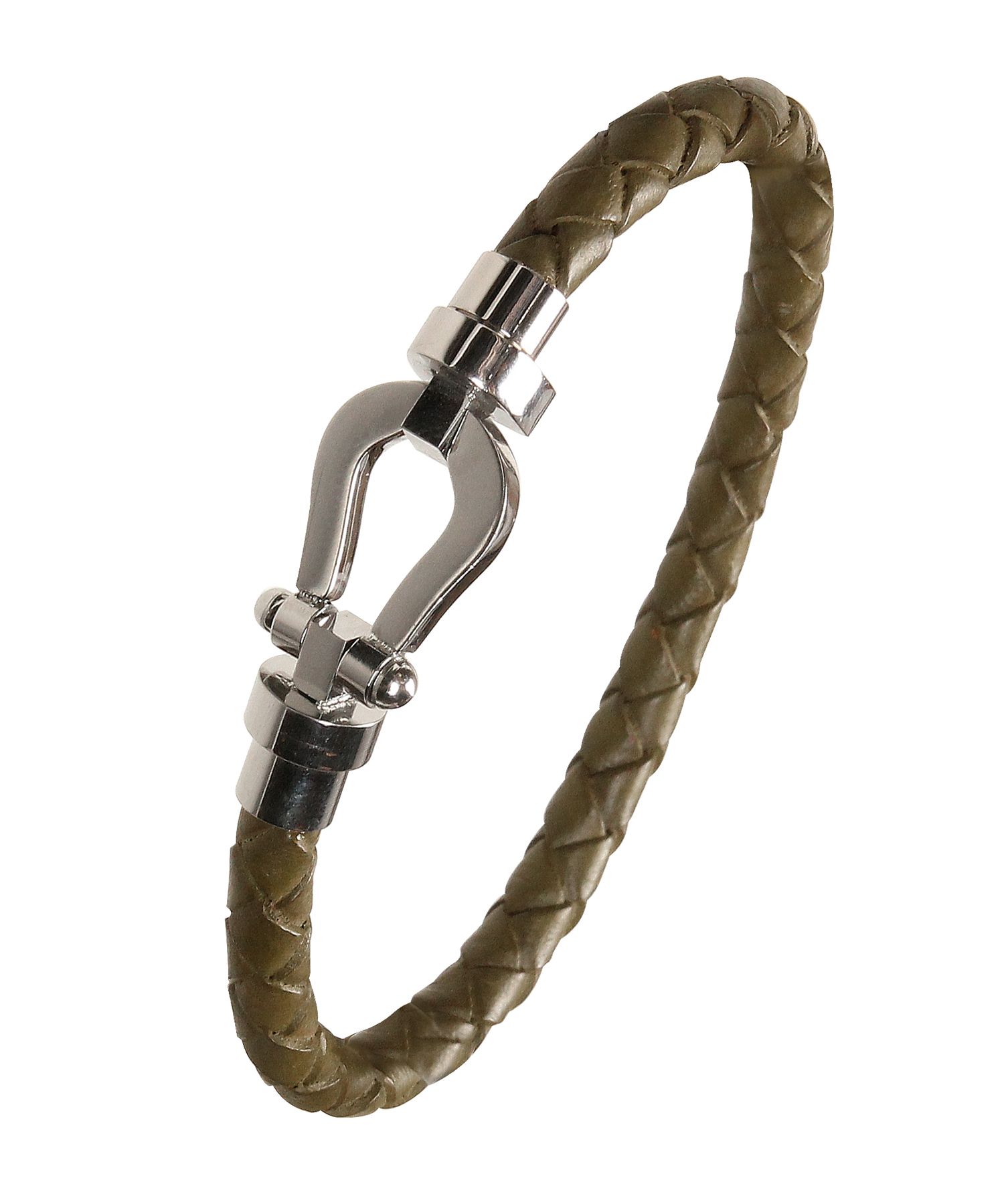 MUSINSA | DOFFJASON Cowhide Hoop Bracelet OLIVE