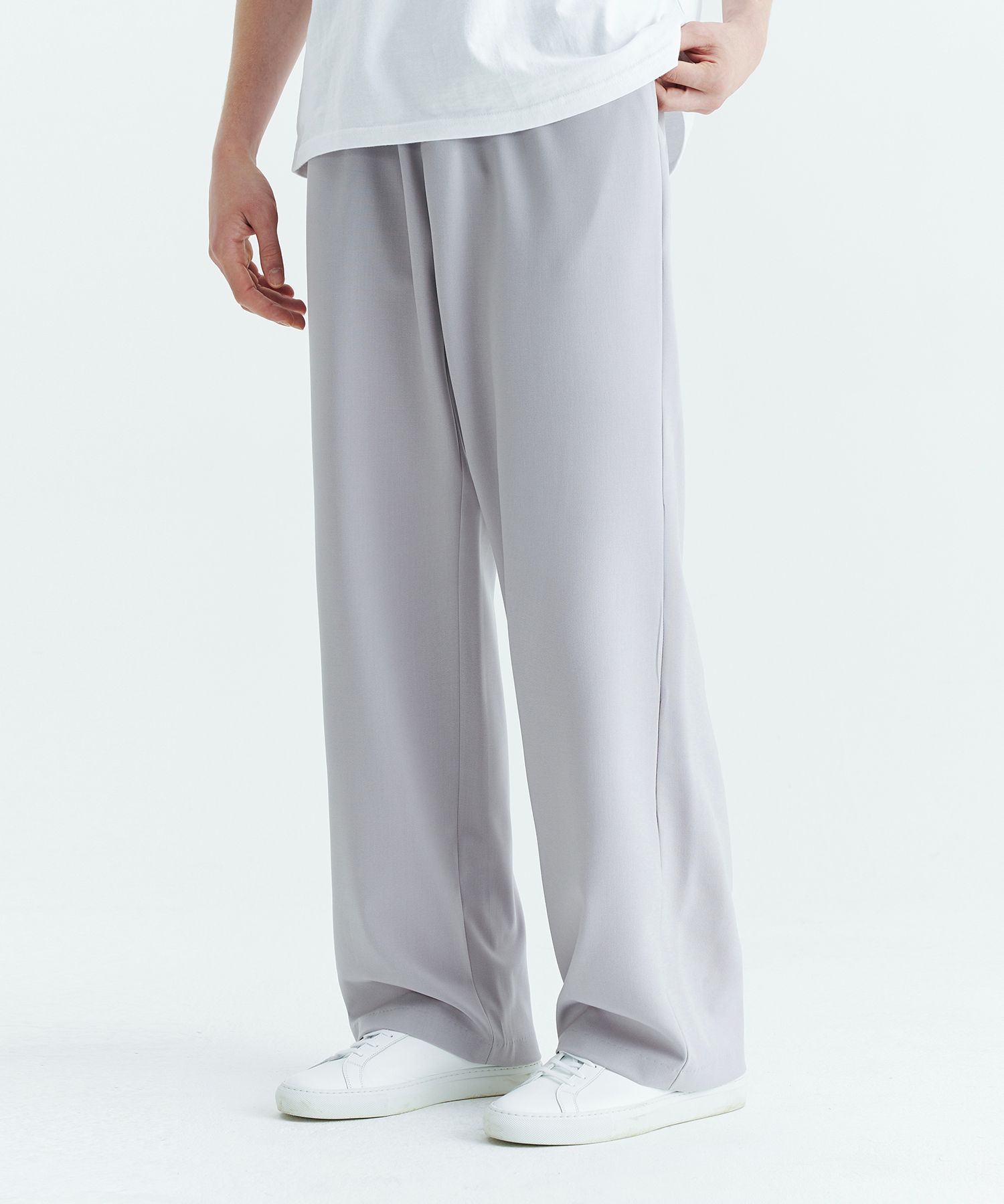 MUSINSA | WHOLOVESART Unisex Essential Wide Banding Slacks Mystic Gray