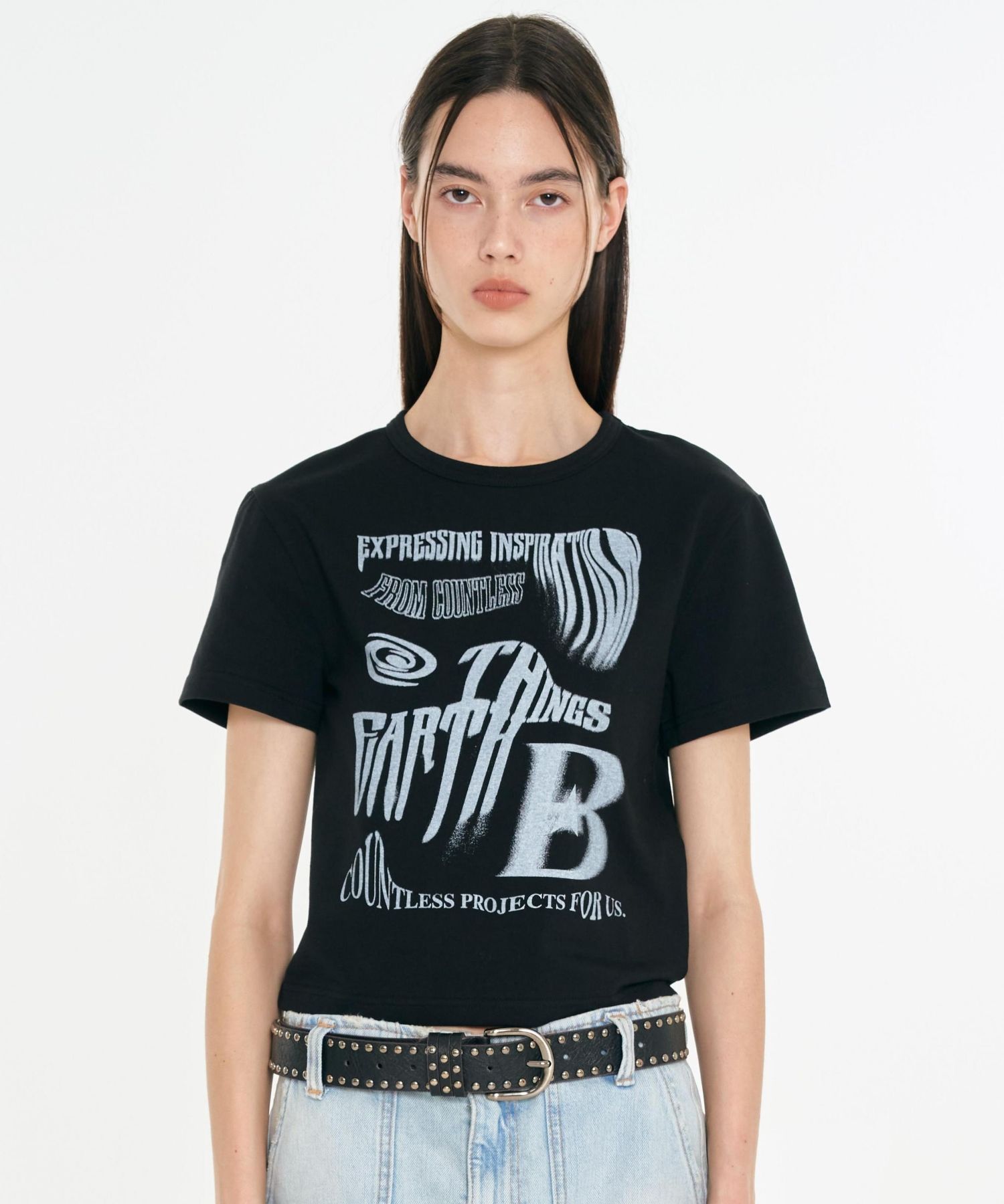 MUSINSA | BAUF B Wave Crop Tee [Black]