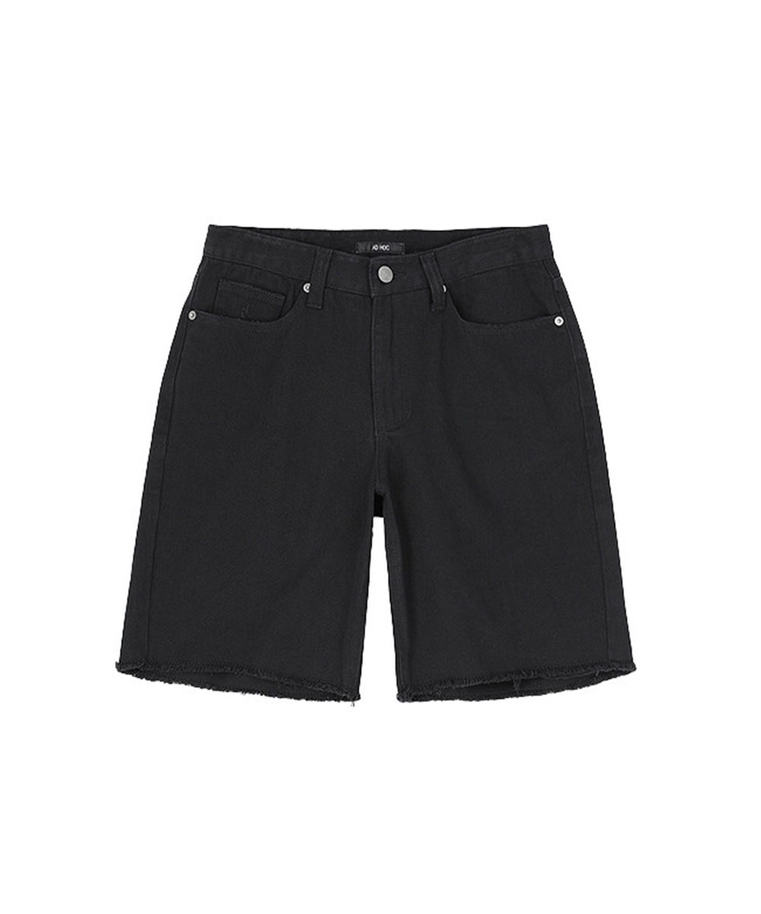 MUSINSA | AD HOC Men's hem cutting half pants (BLACK)