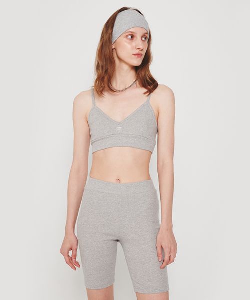 MUSINSA公式 | CRANK Basic bra top, biker shorts set_melange gray