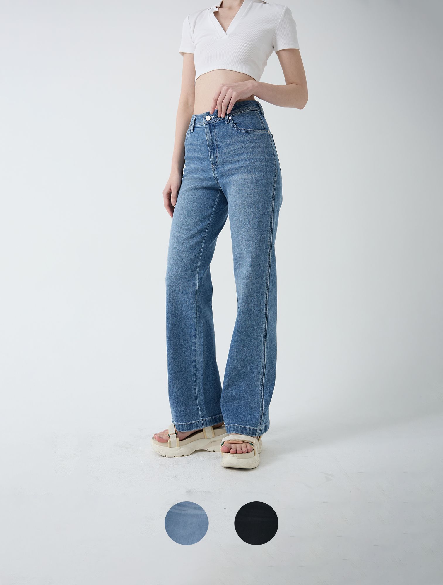 MUSINSA | RAAM RC002 Side Line Modified Bootcut Pants (Blue/Black)