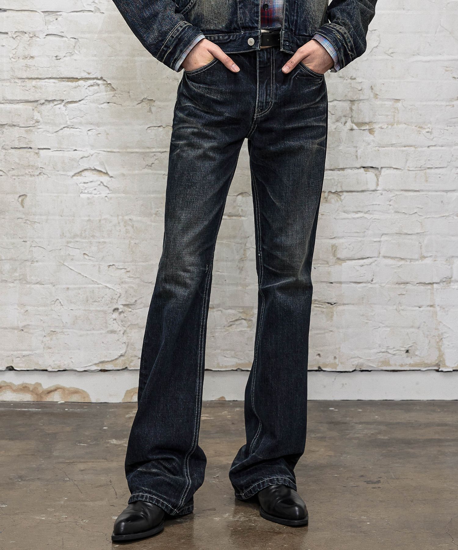 MUSINSA | LMOOD Slash Flare Denim True Blue