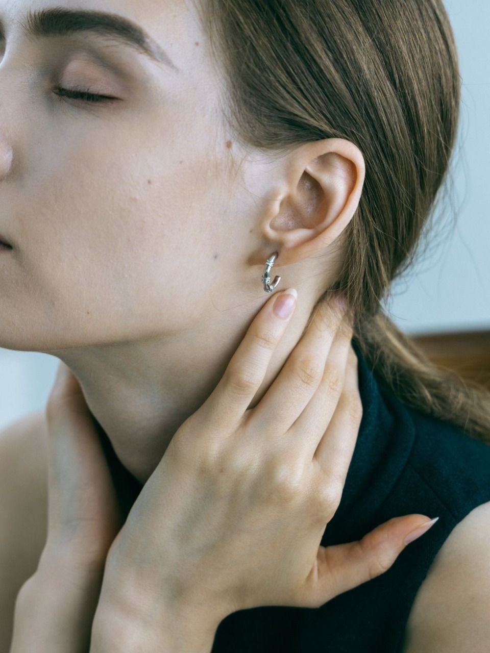 MUSINSA | PAUL VICE Trio Cubic Half Hoop Earrings - Silver