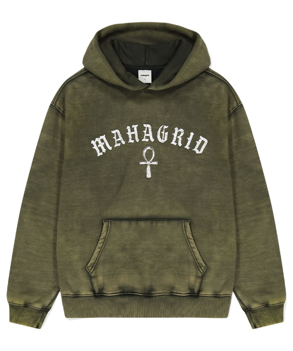 MUSINSA | MAHAGRID ANKH SUN FADED HOODIE GREEN(MG2DFMM413A)