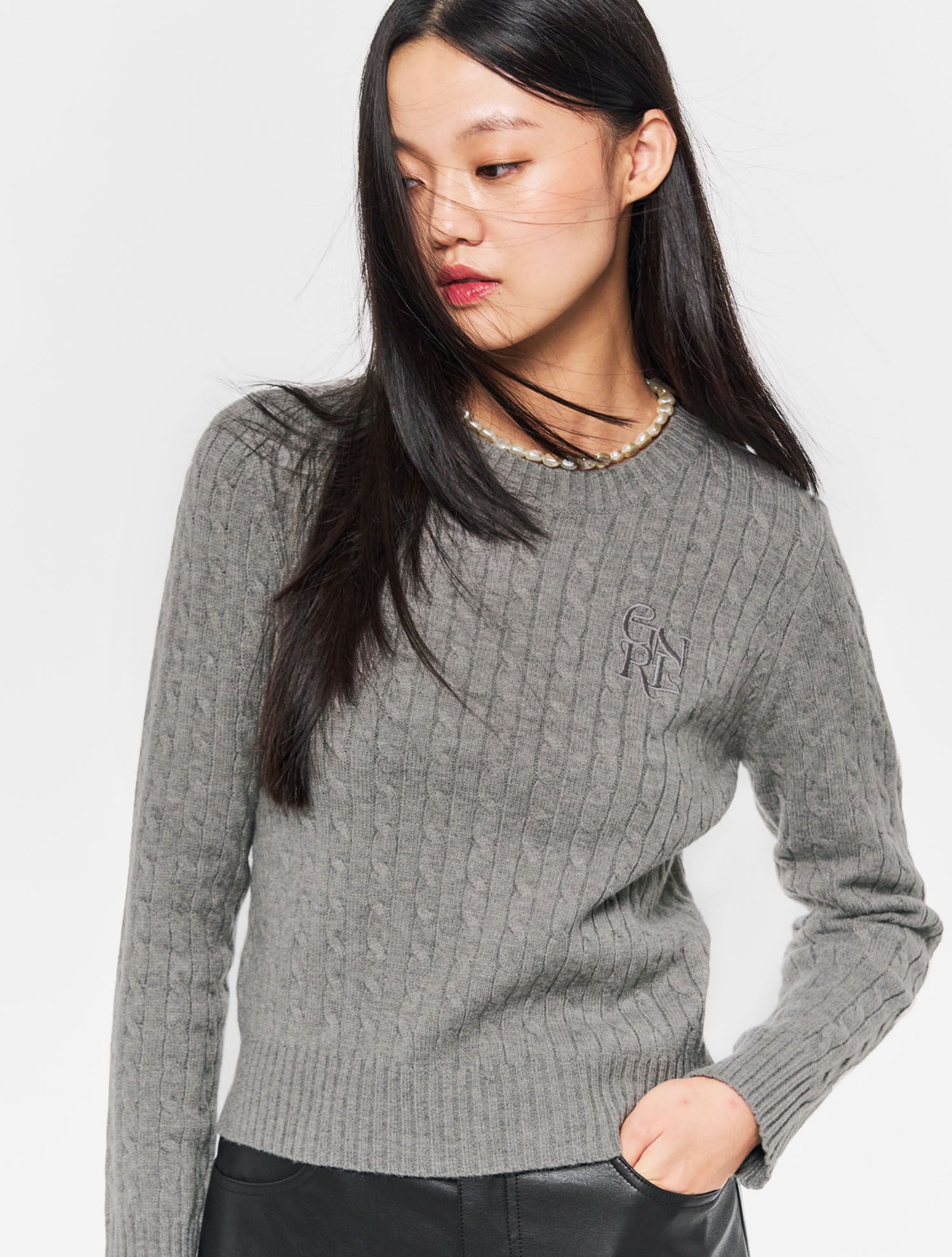 MUSINSA | GENERAL IDEA GNRL Cable Pullover [GREY] / WBC3L05502