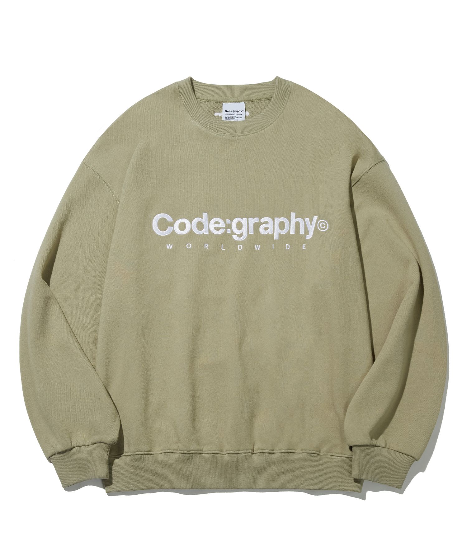 MUSINSA | Codegraphy Codegraphy embroidery logo sweatshirt_light khaki