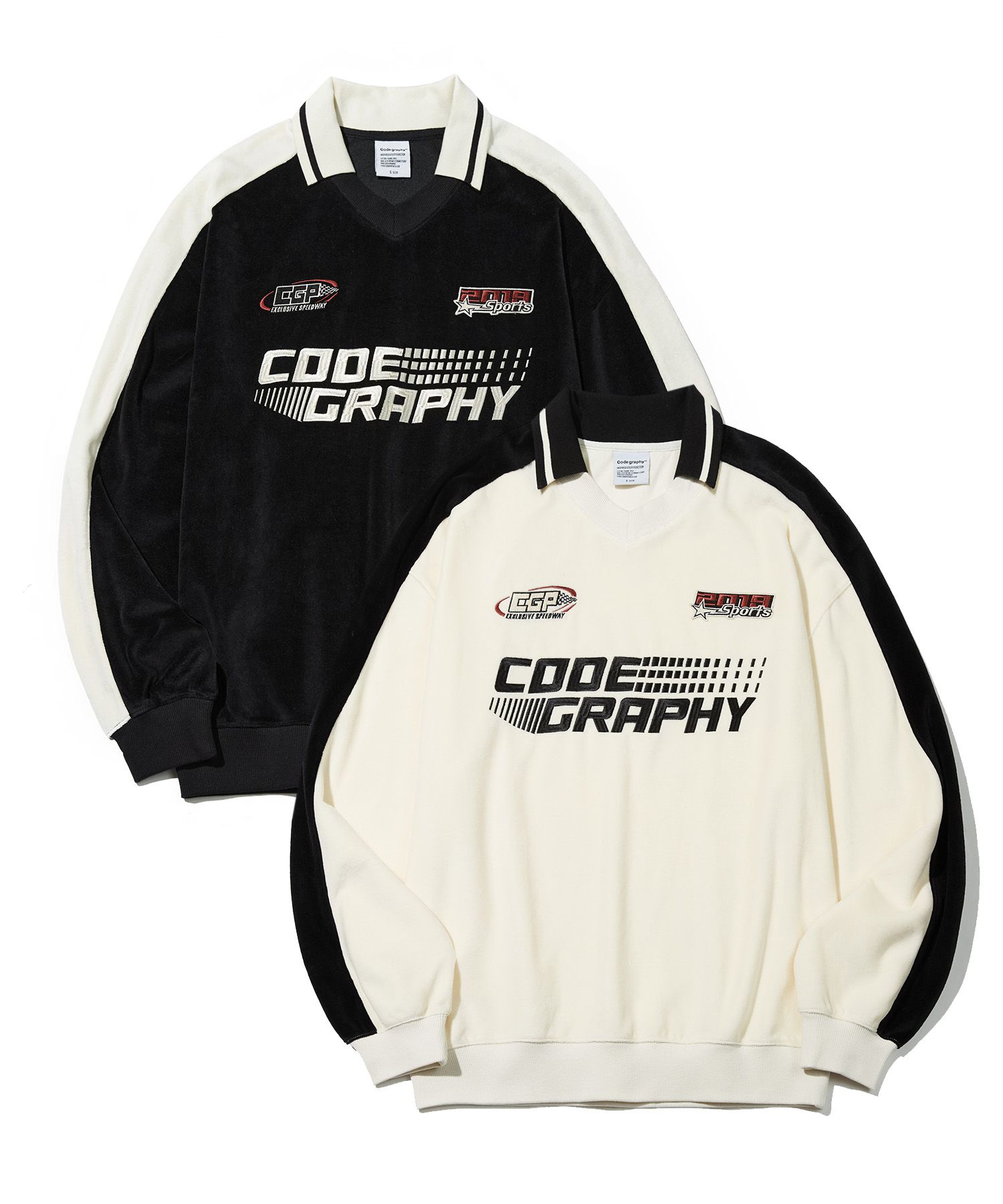 MUSINSA | Codegraphy Racing Velour Collar Jersey_2color