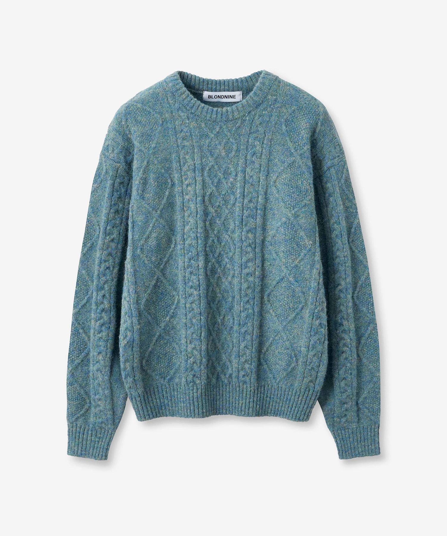 MUSINSA | BLOND9 Wool Fisherman Knit Sweater_Turkey Blue