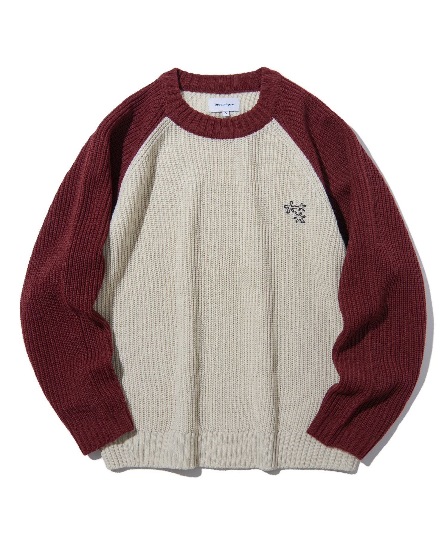 MUSINSA | URBANDTYPE Color Block Raglan Knit_Bugundy_KN124