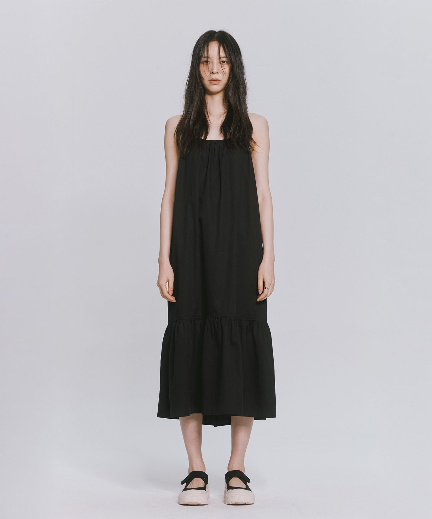 MUSINSA | MONOPHOBIA RELAXED COTTON MAXI DRESS BLACK