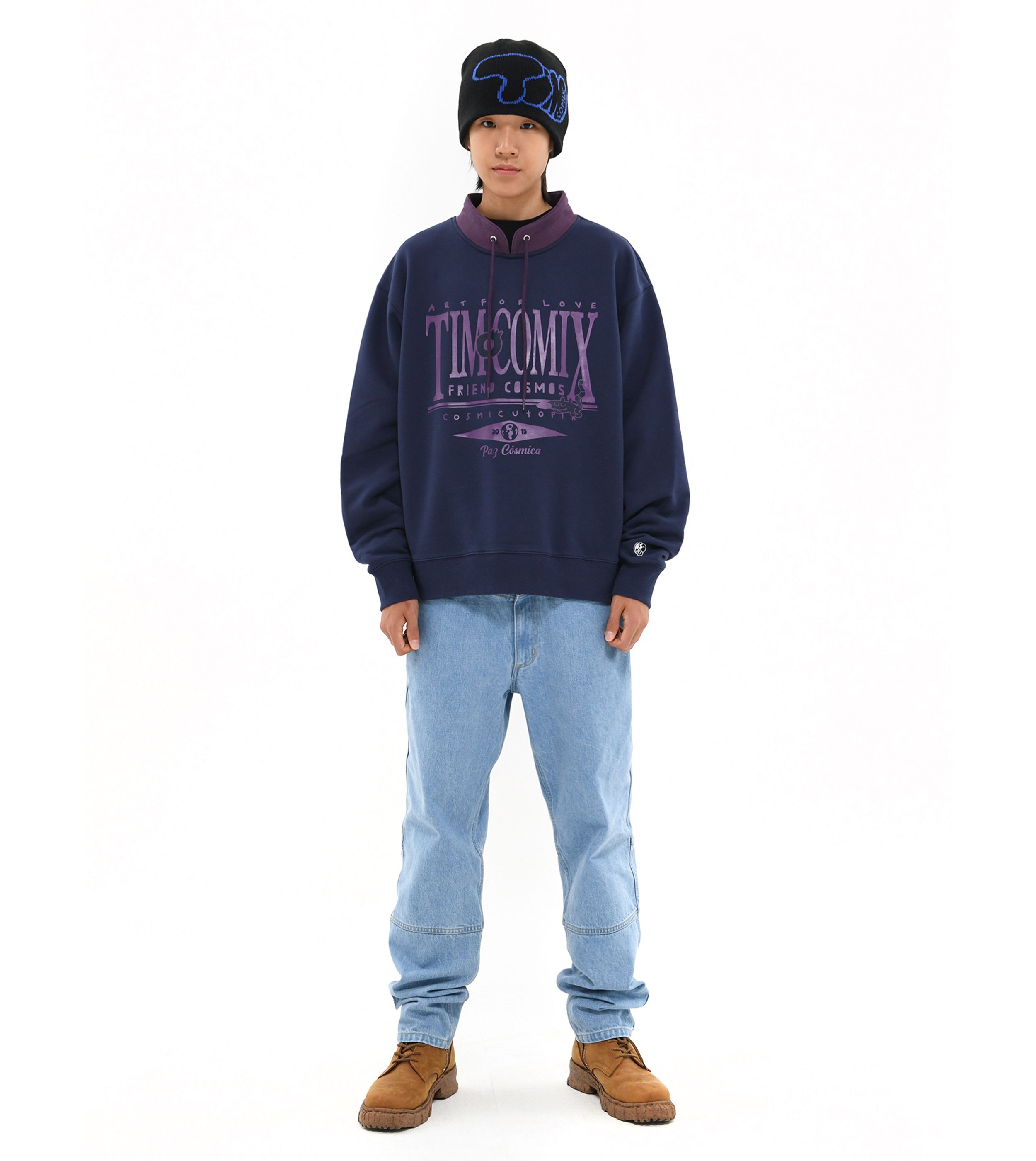 MUSINSA | TIMCOMIX STRING CREWNECK NAVY