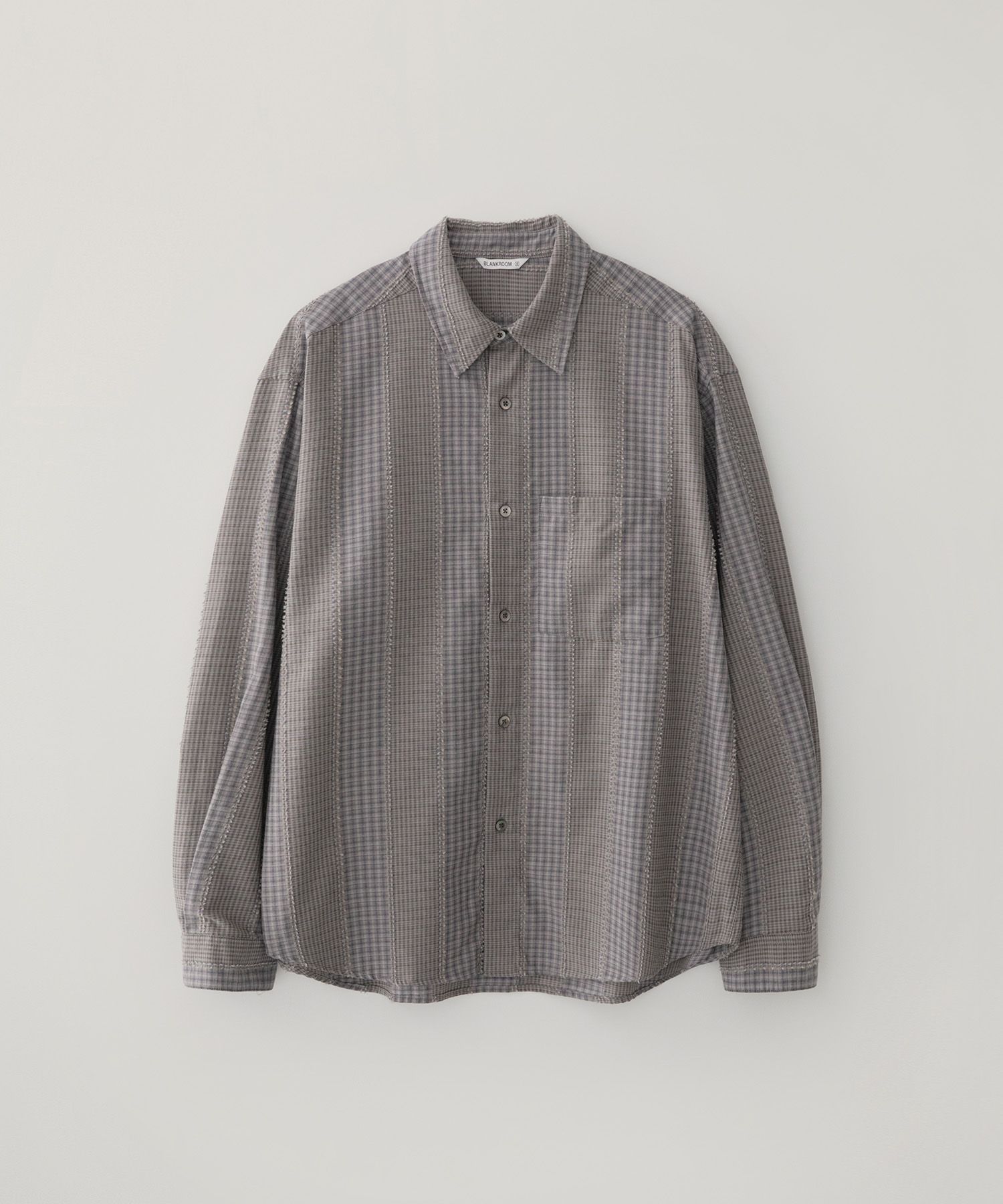 MUSINSA | BLANKROOM Tassel check shirt_SMOKY GRAY
