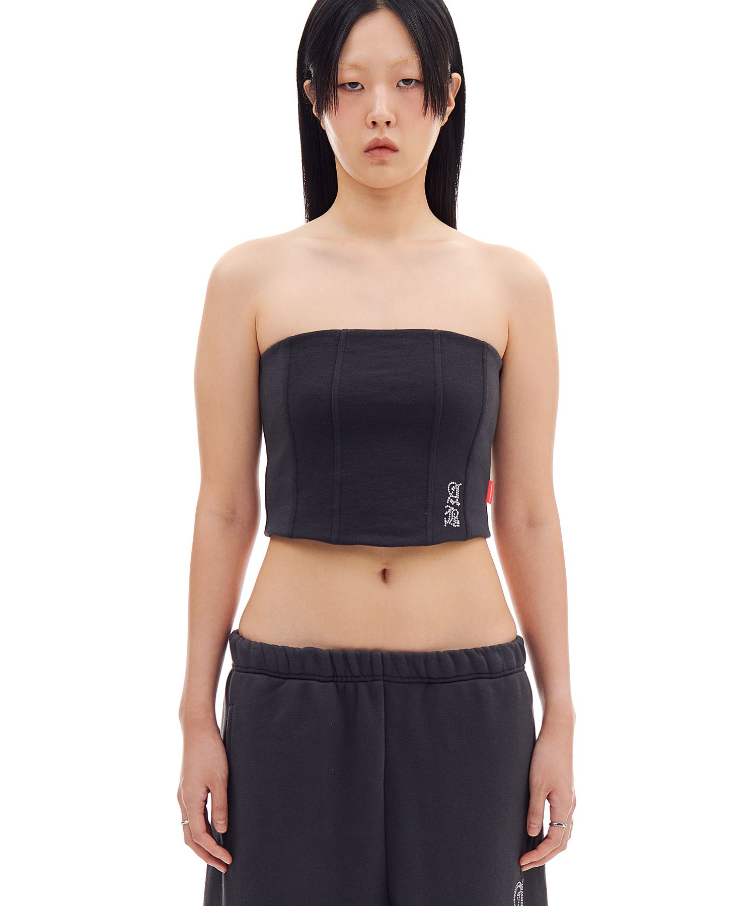 MUSINSA | ARCHIVE BOLD AB ZIP TUBE TOP (CHARCOAL)