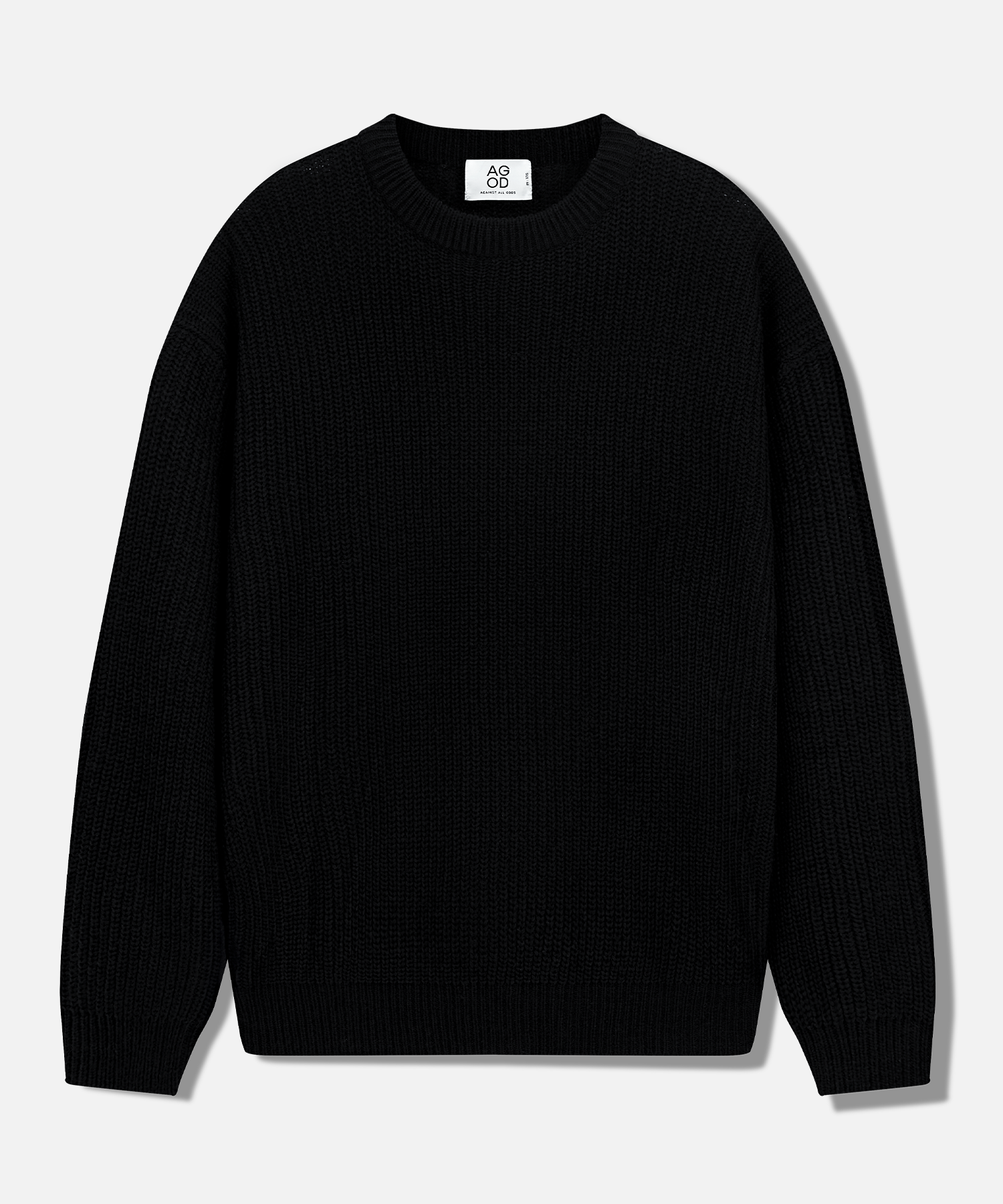 MUSINSA | AGOD Crew Neck Rib Overfit Hachi Knit [Black]