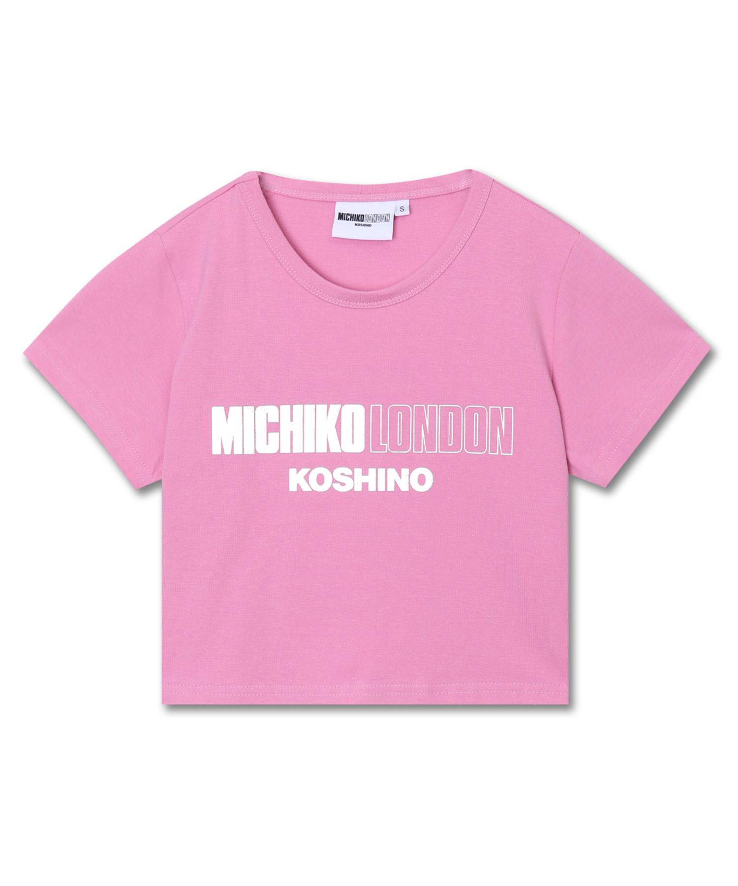 MUSINSA公式 | MICHIKO LONDON Signature Glitter Logo Crop Top Pink