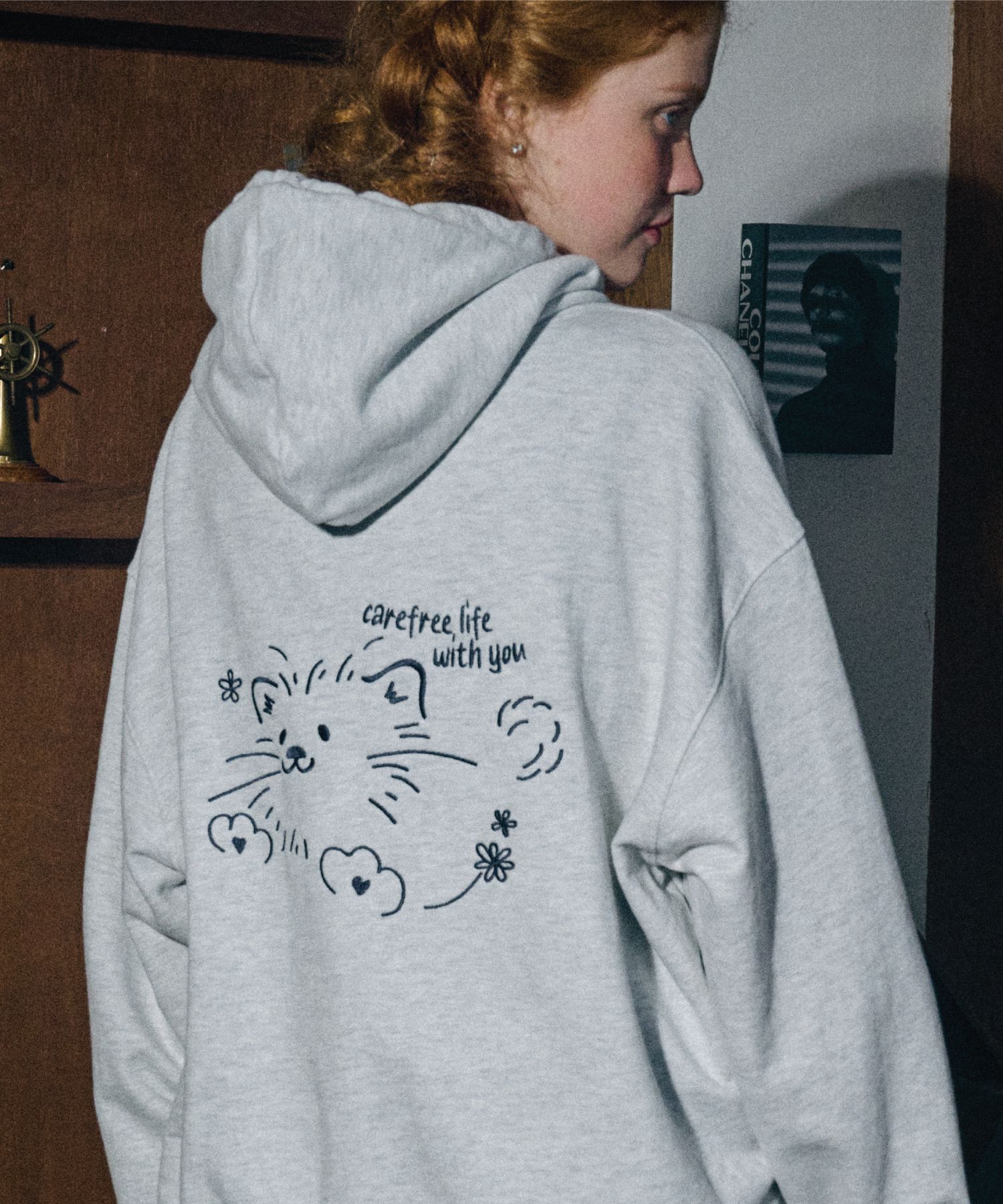 MUSINSA | CPGN STUDIO Carefree Life Embroidery Hoodie Melange White