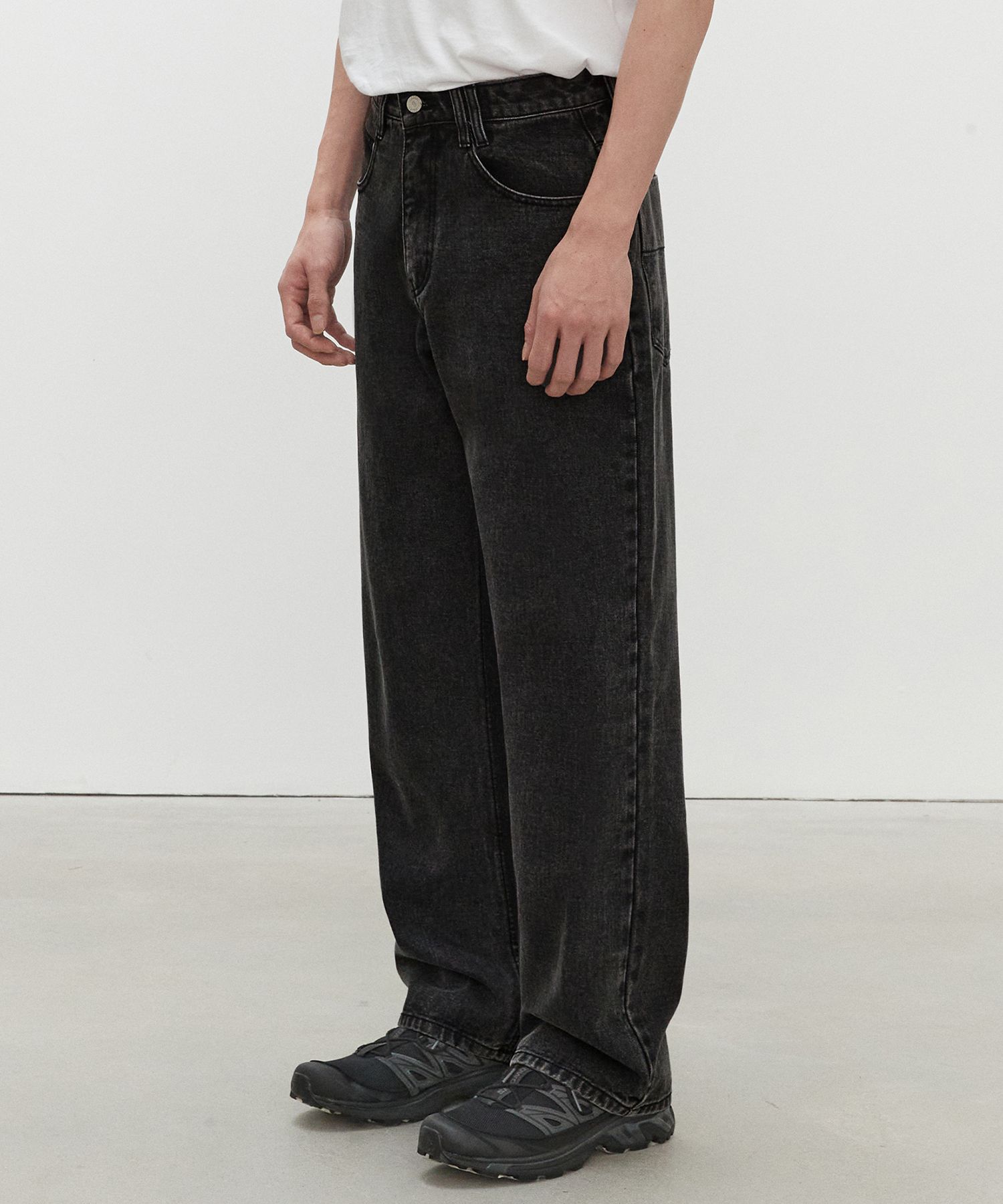 MUSINSA公式 | DECET Mid Rise Wide Jeans DCPT027STNBlack