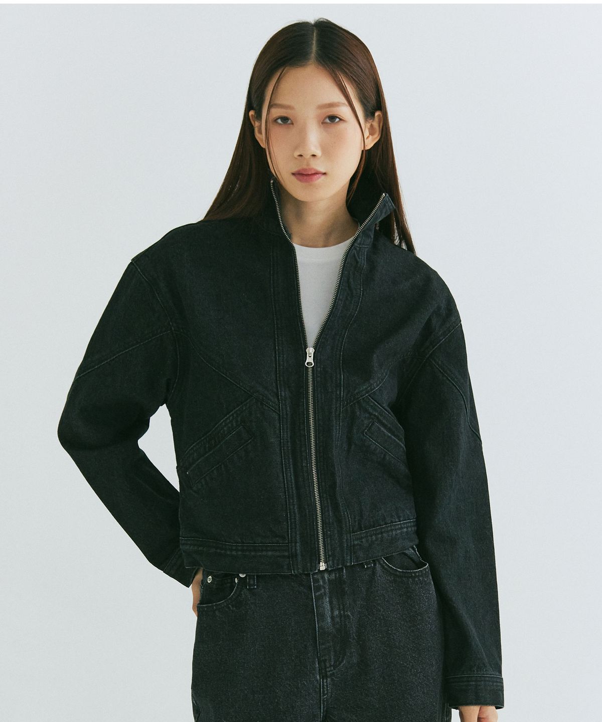 필드워커(FIELDWORKER) HIGH-NECK DENIM JACKET [BLACK] - 사이즈 & 후기 | 무신사