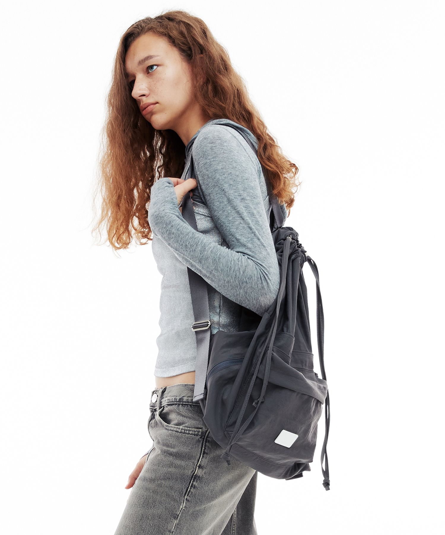 MUSINSA | fennec DRAWSTRING BACKPACK - GREY