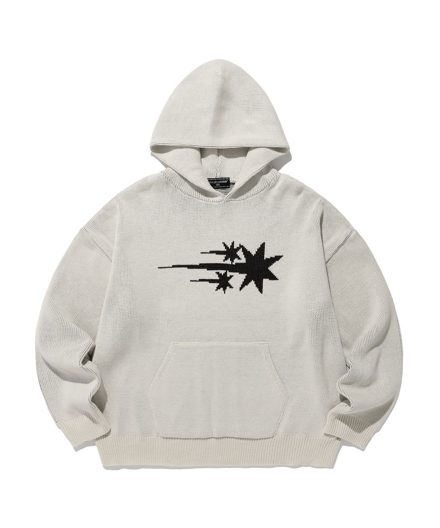 MUSINSA | NICE GHOST CLUB 3STARS LOGO KNIT HOODIE_IVORY(NG2DFUK610A)