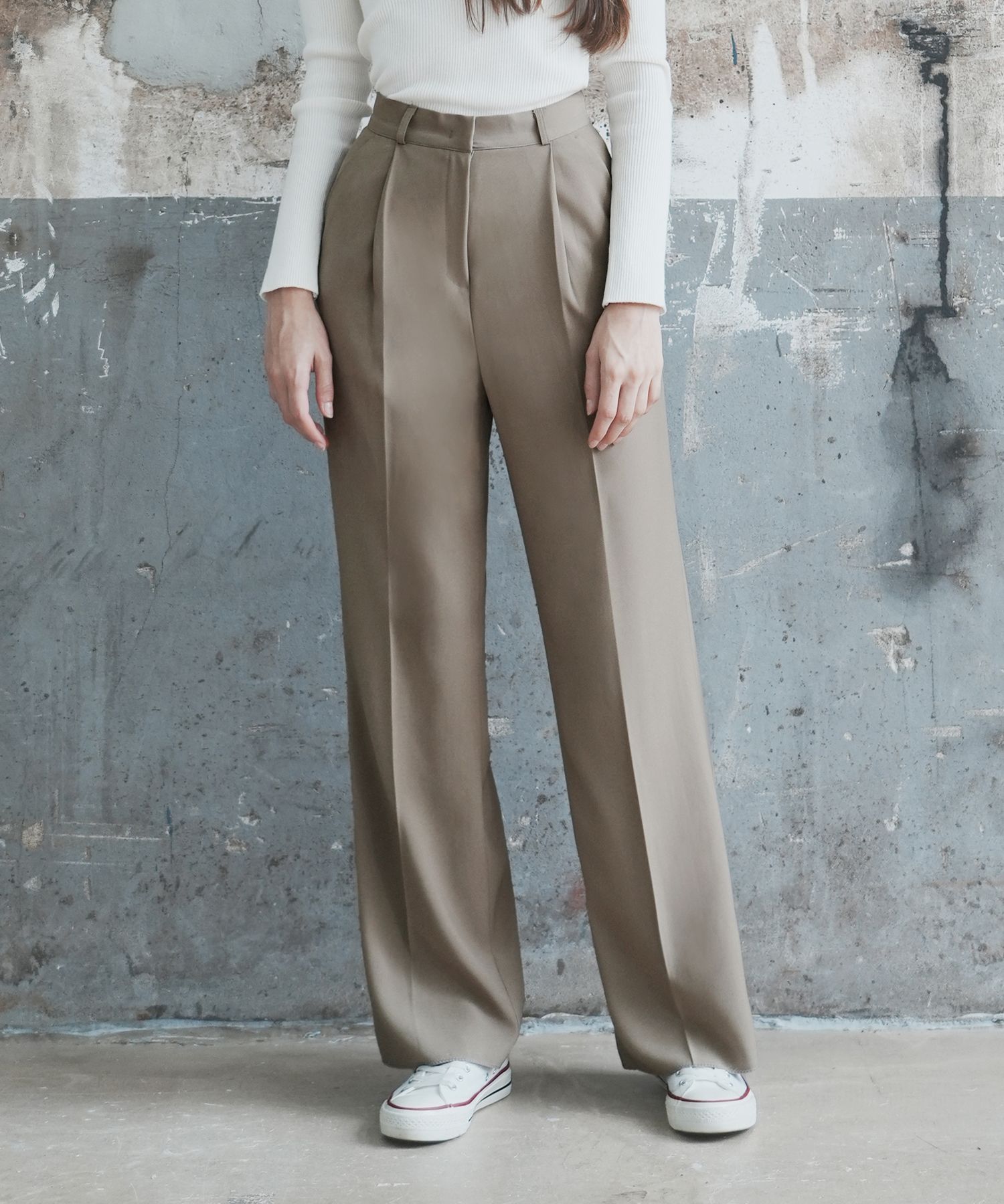 MUSINSA | WAAR [-6cm short version added] DW1011 Wide Long Slacks_Beige