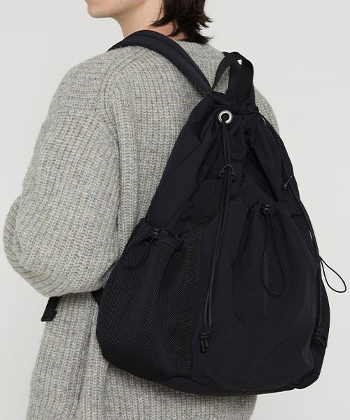 MUSINSA | MIMTHEWARDROBE Drawstring backpack_black
