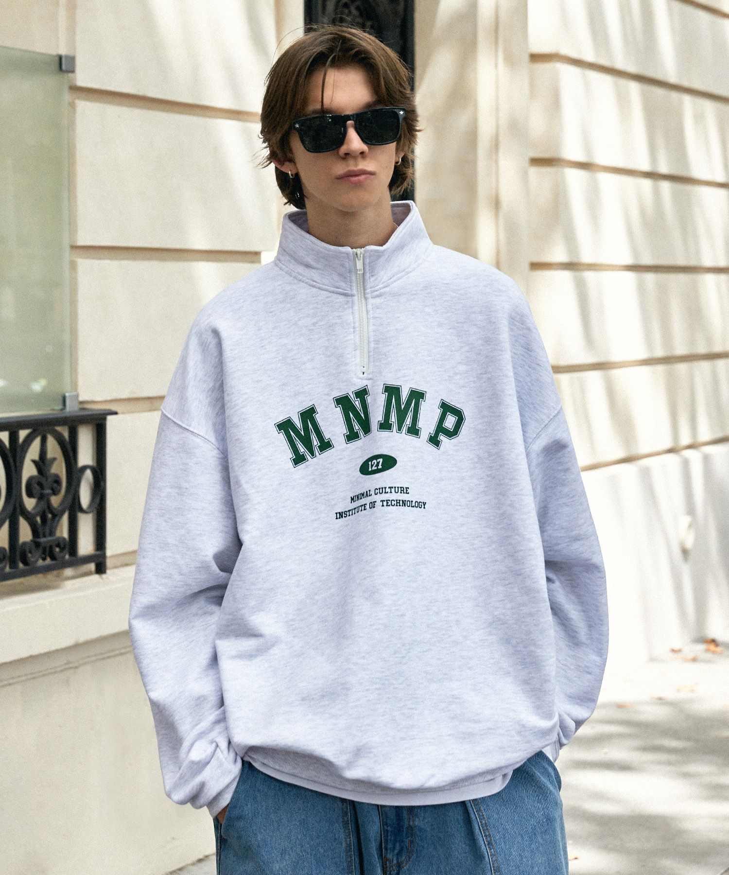 MUSINSA | MINIMALPROJECT MNMP Half Zip-up Man to Man T-shirt MZT708 [ASHSRAY]