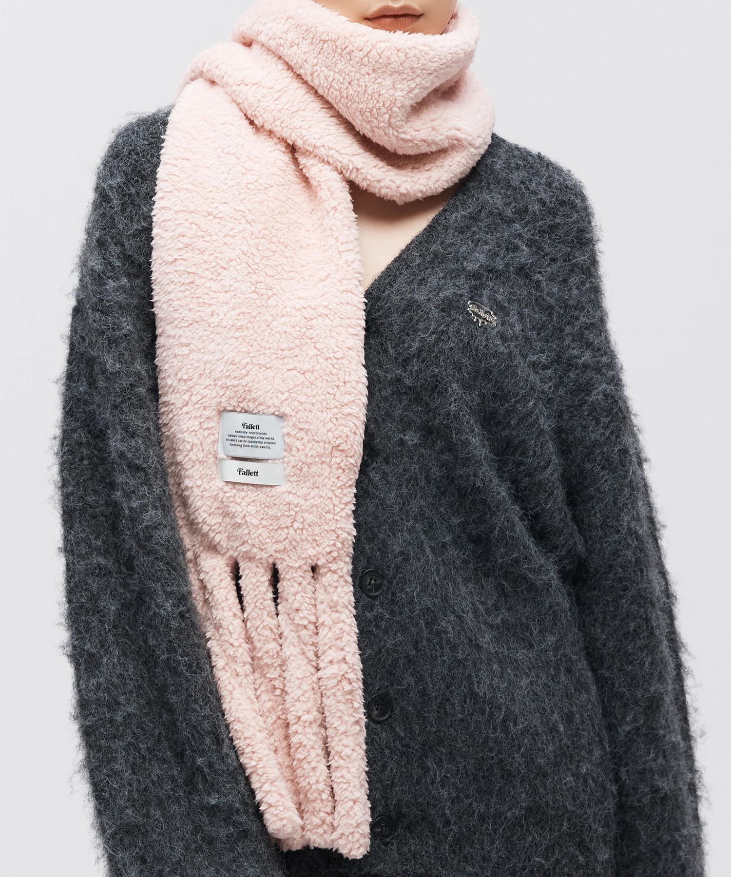 MUSINSA | FALLETT bouclé muffler pink