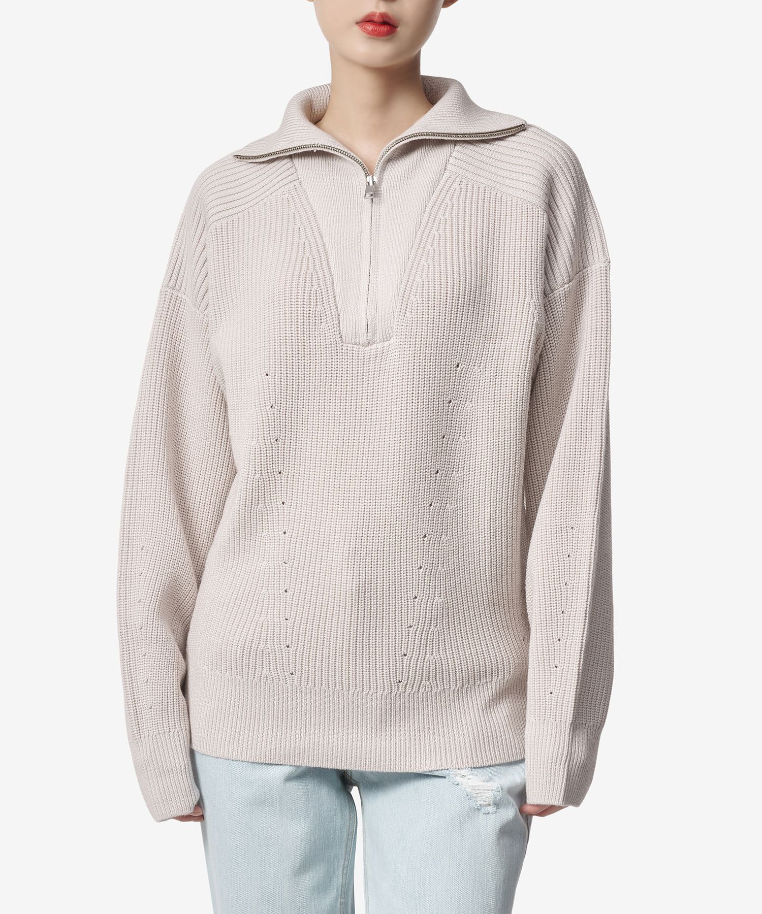 MUSINSA | ISABEL MARANT Benny Half Zip-Up Knitwear - ECRU ...