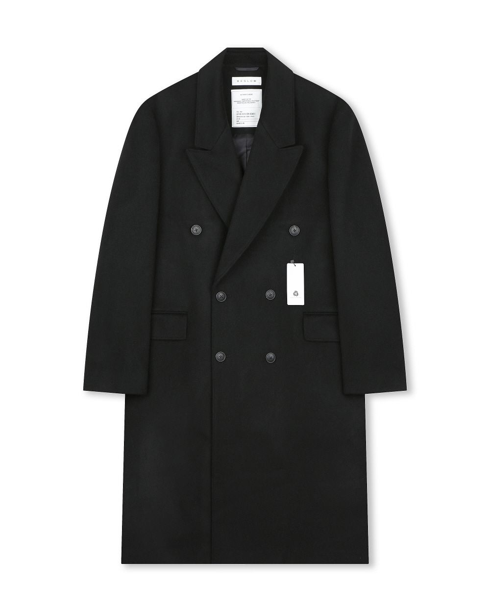 MUSINSA公式 | BESLOW OVERSIZED CASHMERE DOUBLE BREASTED COAT BLACK