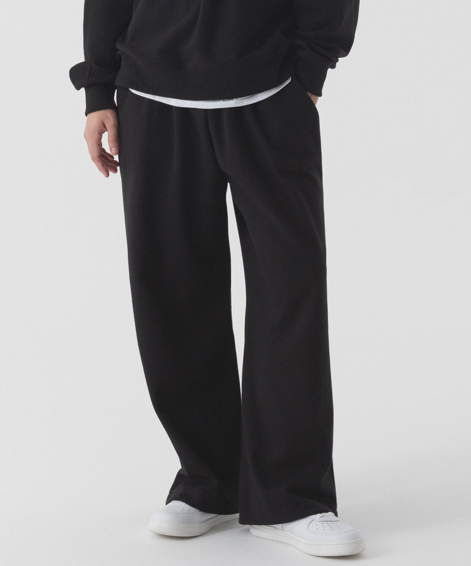 MUSINSA公式 | PIANER Essential String Wide Sweatpants (Black)