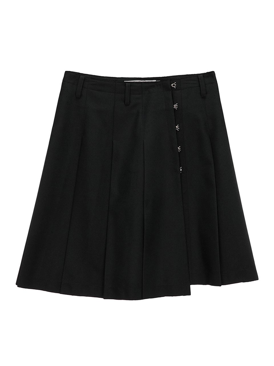 MUSINSA公式 | MATIN KIM HOOK DETAIL PLEATS WRAP SKIRT IN BLACK