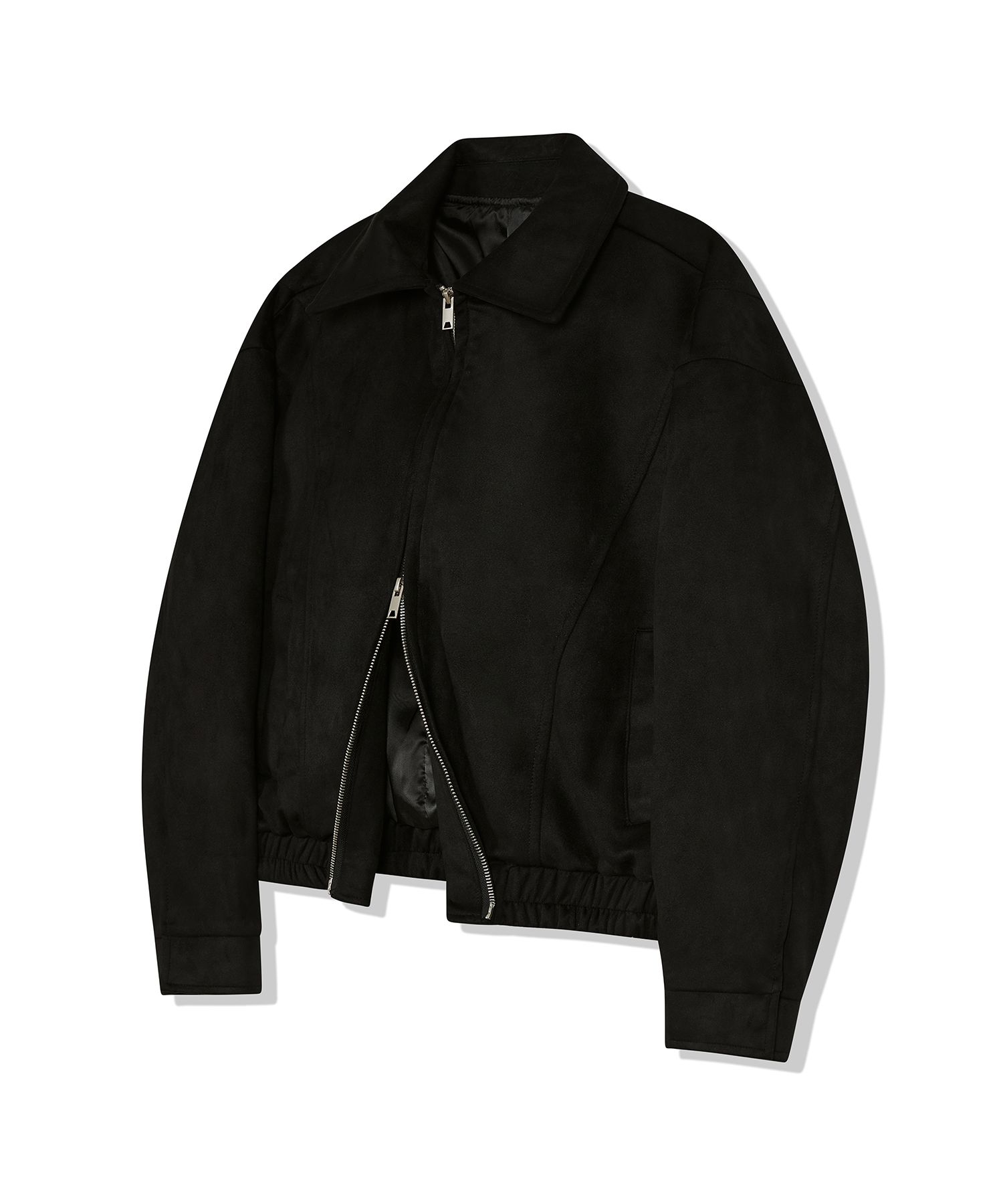 MUSINSA | VIVABROWN 85-VIVA009 Line Stitch Blue Jean Suede Jacket Black