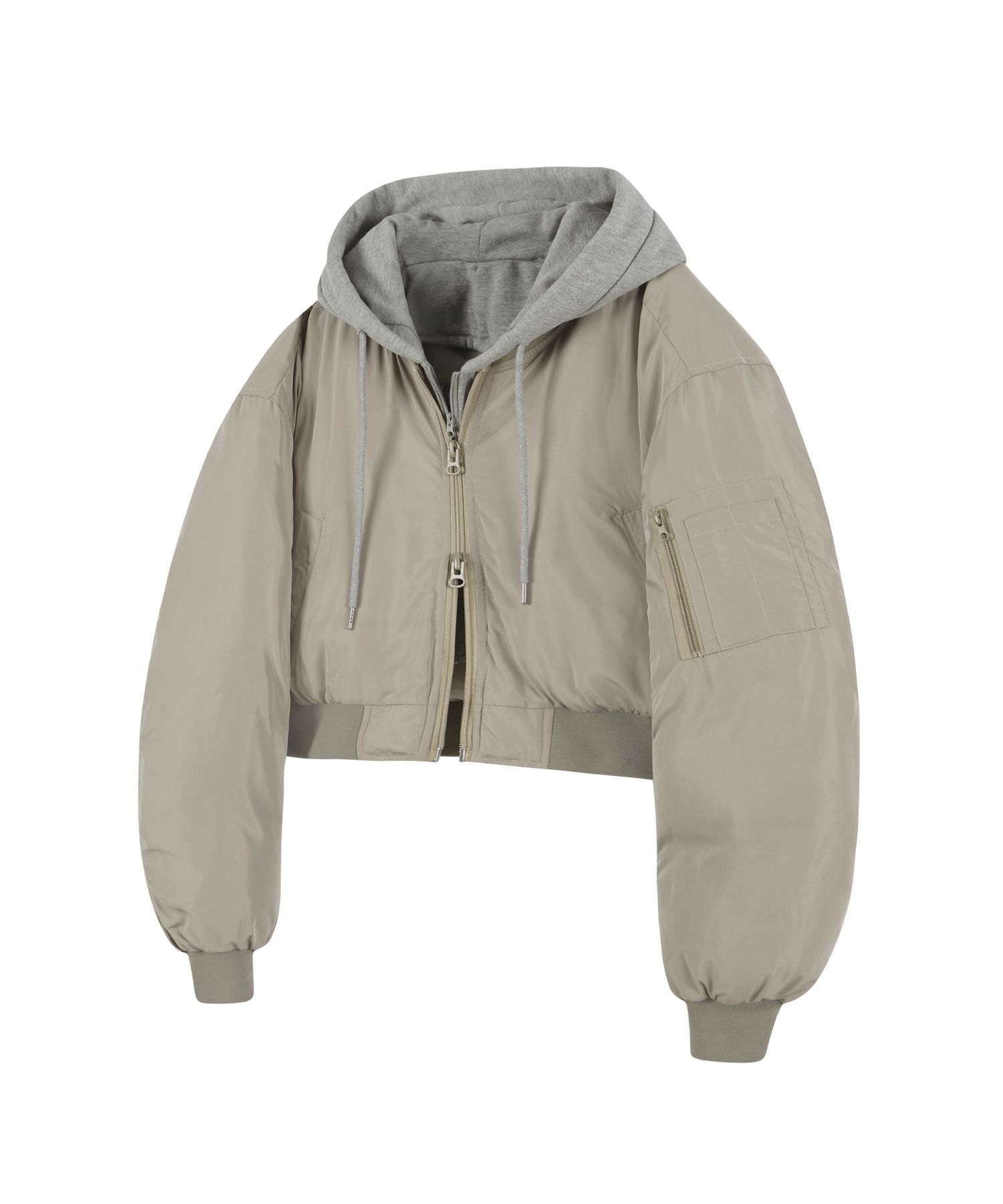 MUSINSA公式 | VIVABROWN 85-VIVA018 [2-way] Hood layered crop short padding beige