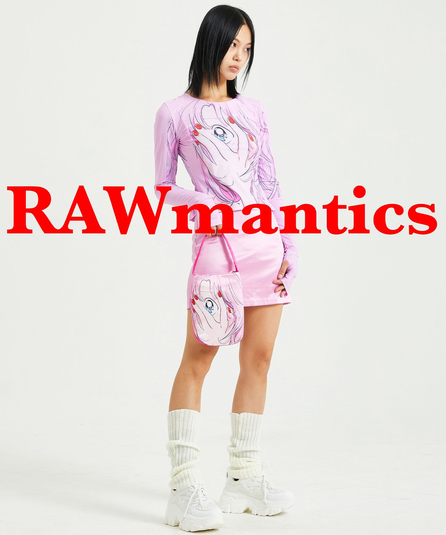 MUSINSA | RAWMANTICS & SPEAK LOVE WAITS ANIMATION TOP PINK