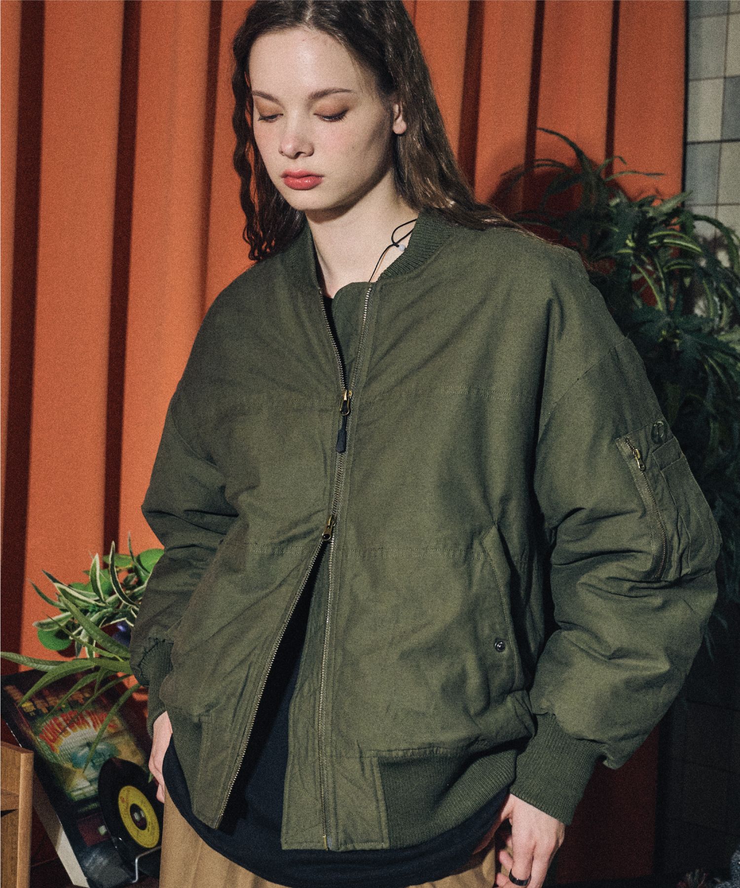 MUSINSA | CPGN STUDIO MA-1 over cut jacket khaki