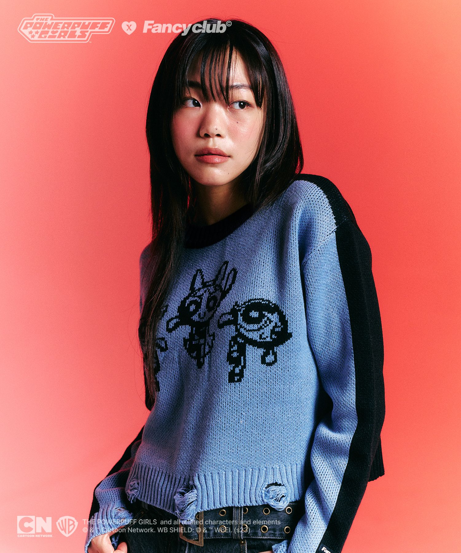 MUSINSA | FANCY CLUB [PPG X FANCY] P.P.G TWO TONE DAMAGE KNIT (BLUE ...