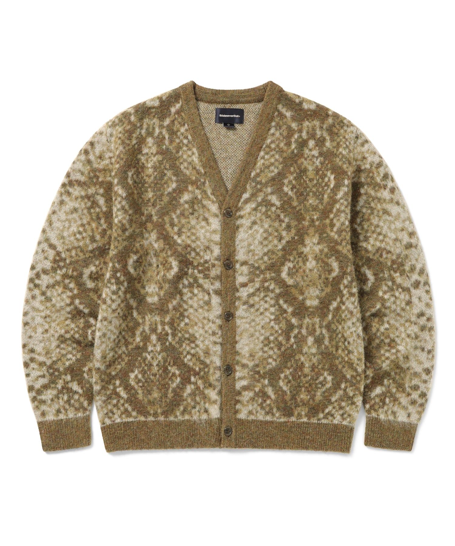 MUSINSA | thisisneverthat Python Jacquard Knit Cardigan Brown