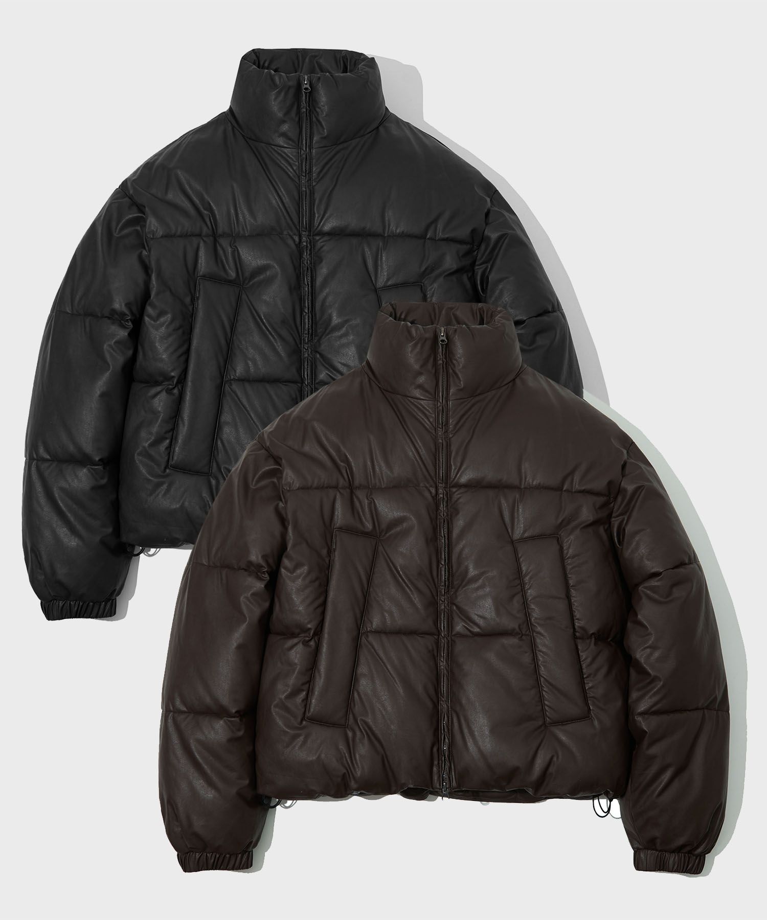 MUSINSA | SECONDMONO [2color] Leather bulky pocket padded jumper_SEJP002