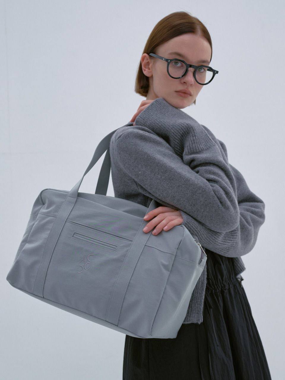 MUSINSA | ACOC Lip Large Boston Bag_Silver