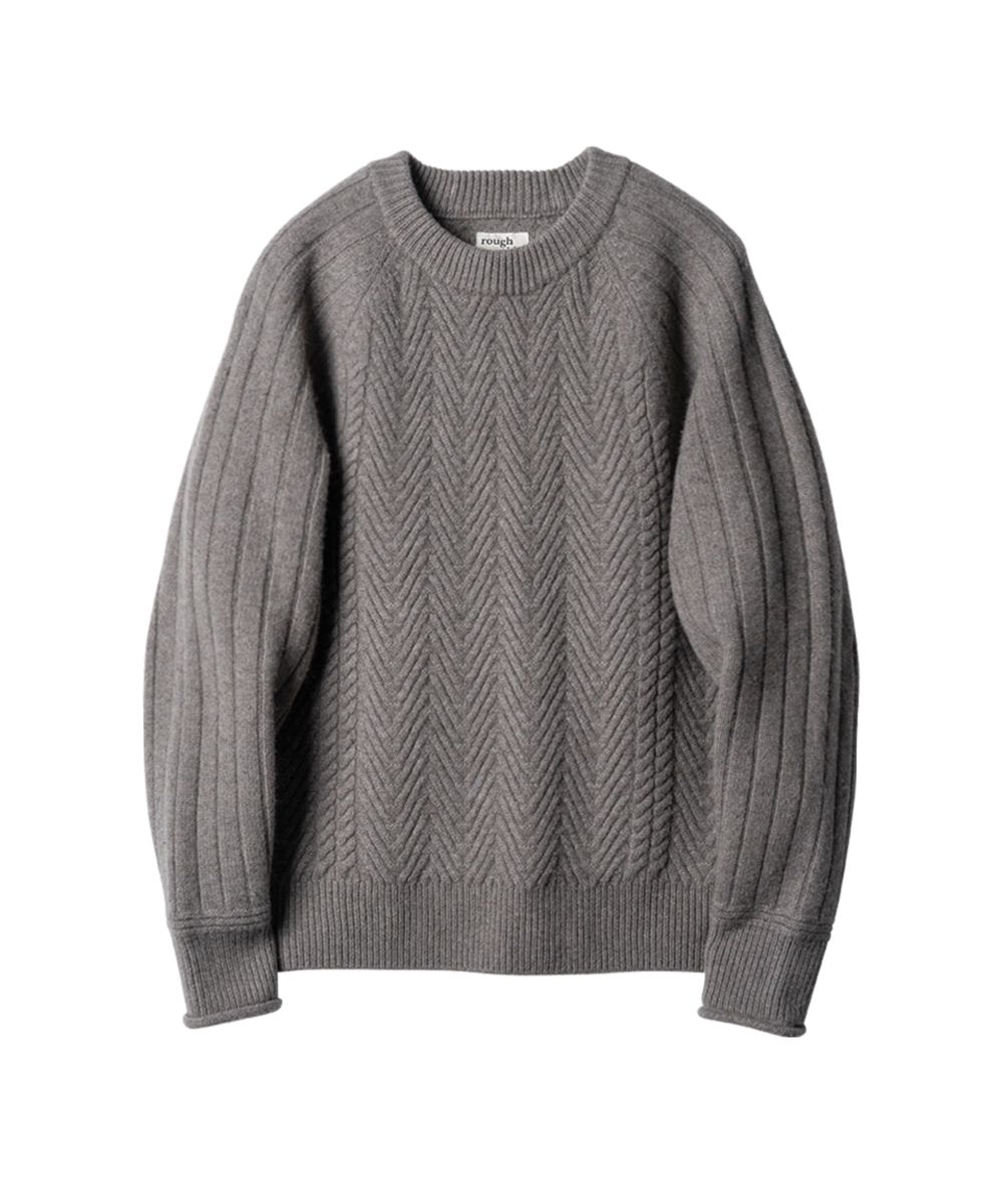 MUSINSA | ROUGH SIDE Aran Sweater Coyote