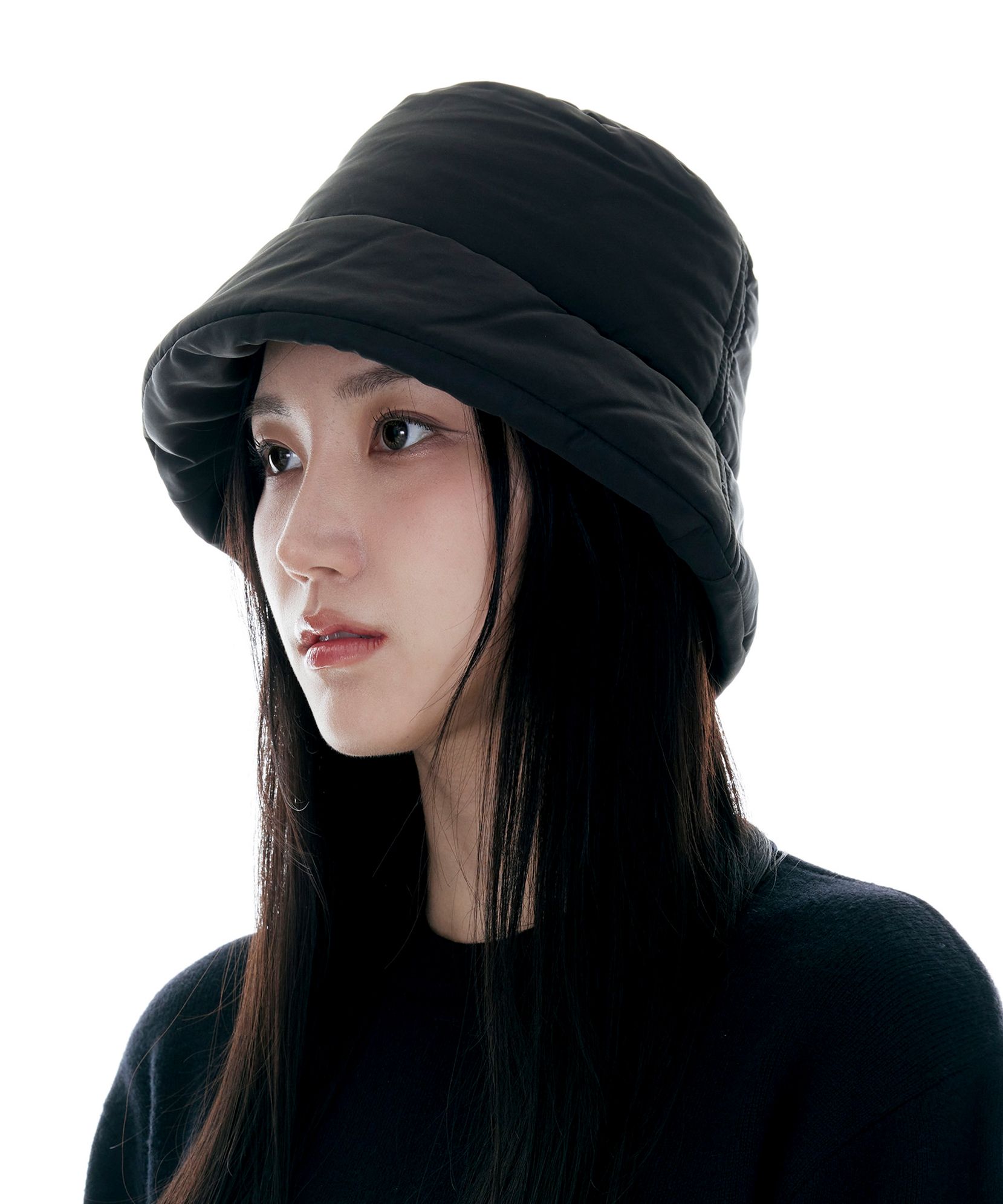 MUSINSA | LUOESPAC Solid Padding Bucket Hat (Black)