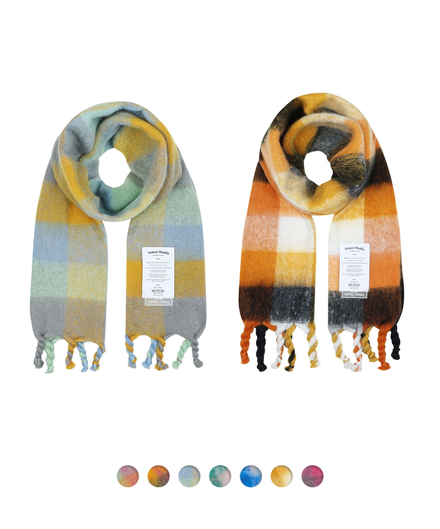 MUSINSA | VETEZE Studio Twisted Long Check Muffler (5 colors) Studio ...