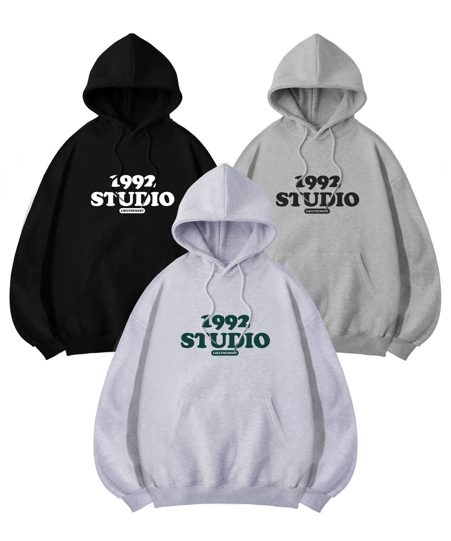 MUSINSA | LIKE THE MOST 1992 Studio Overfit Hood 3colors
